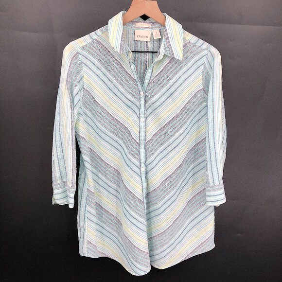 Chico's | Tops | Chicos 0 Linen Coastal Grandma Buttonfront Tunic ...
